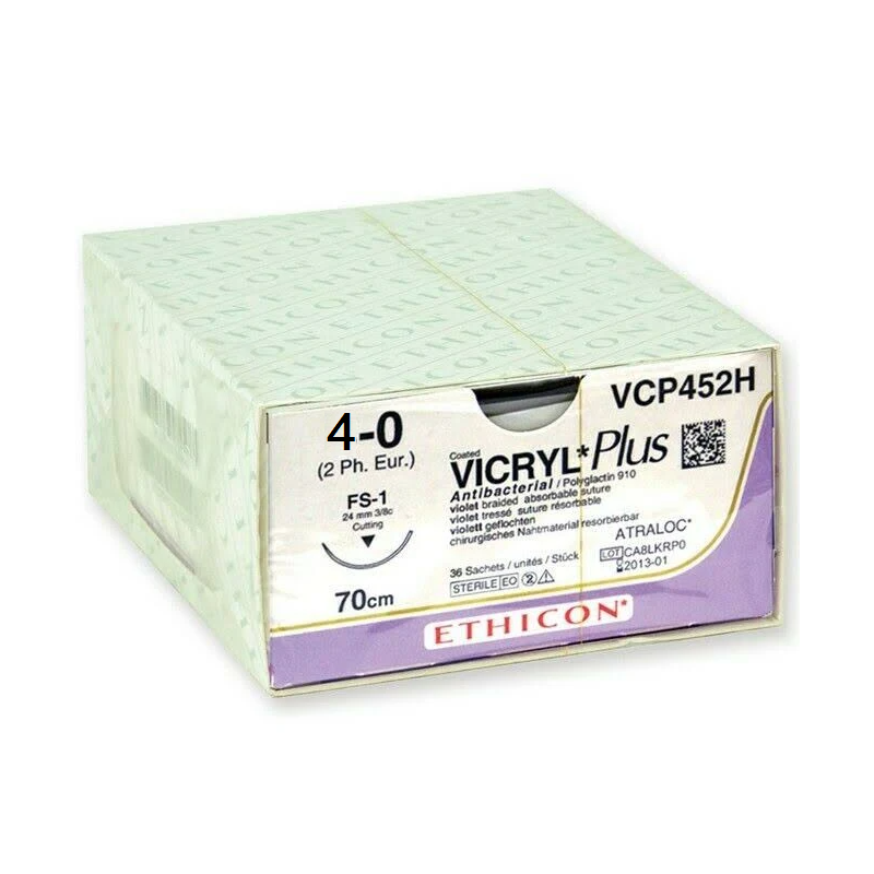 GIMA ETHICON VICRYL ABSORBABLE SUTURES - GAUGE 4/0 NEEDLE 17 MM (36...